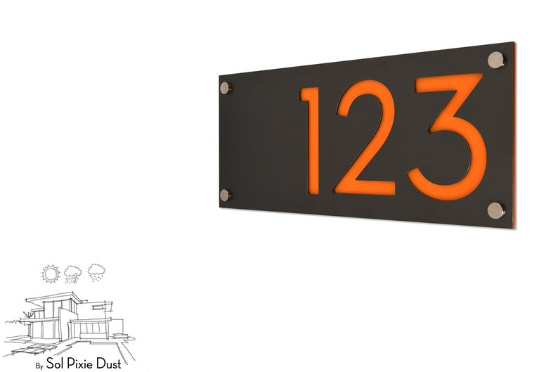 Modern House Numbers Rectangle Metallic Gray Aluminum With - Etsy