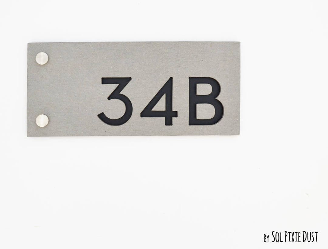 Modern House Numbers, Rectangle Concrete With Black Acrylic ...
