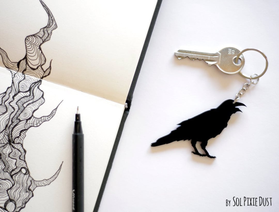 Key Ring - Crow Corvus Silhouette - Etsy