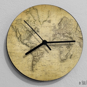 Vintage Old Map Compass Wall Clock - Etsy