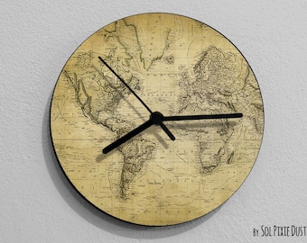 Vintage World Map Compass-wall Clock | Etsy