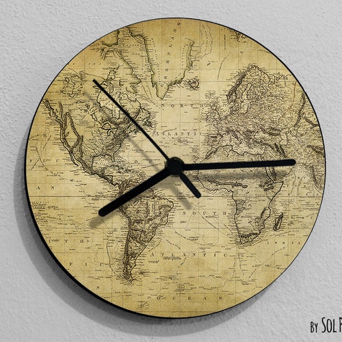 Vintage Old Map Compass Wall Clock - Etsy