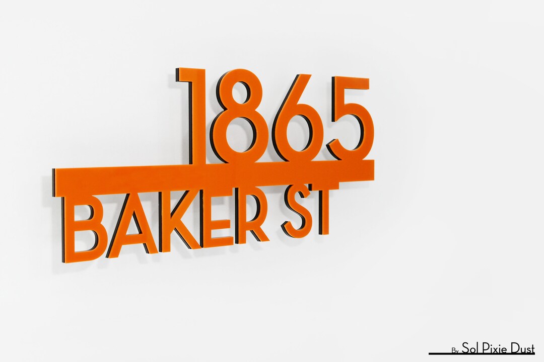 Modern House Numbers - Orange With Black Acrylic - Contemporary Street ...