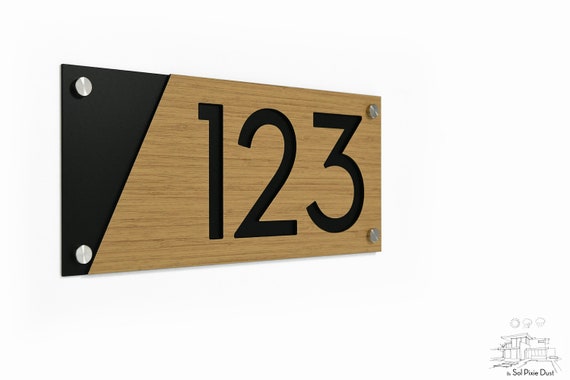 Modern House Numbers Rectangle Bamboo Aluminum With Black - Etsy