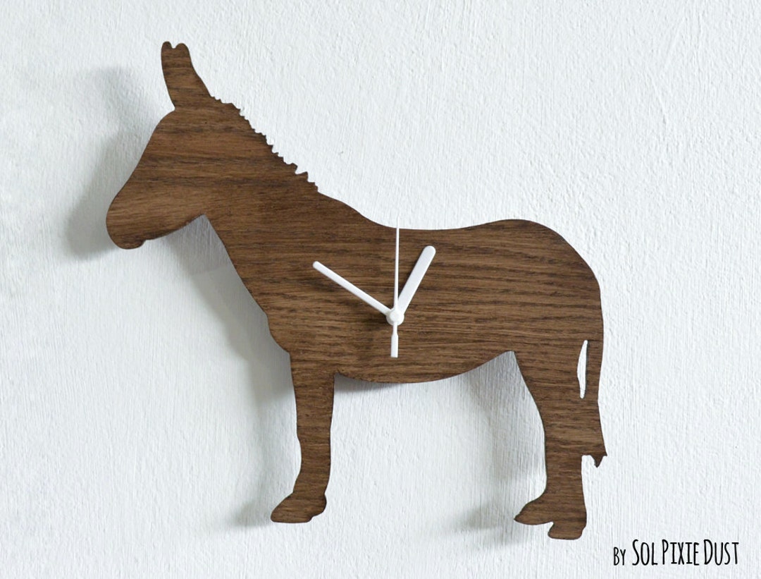 Donkey Kids Cartoon Silhouette - Wooden Wall Clock - Etsy