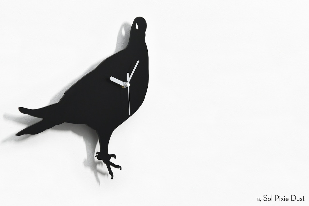 Pigeon Silhouette Wall Clock - Bird Wall Decor - Pigeon Clock - Room ...