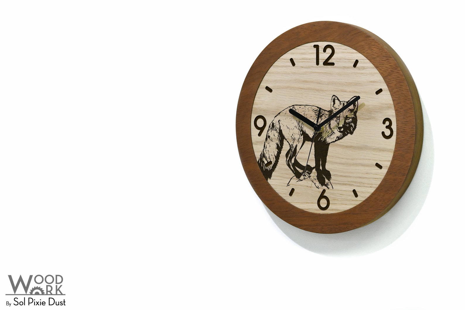 Wooden Round Clock Face - Laser Engraved - Simple Solid Wood Clock ...