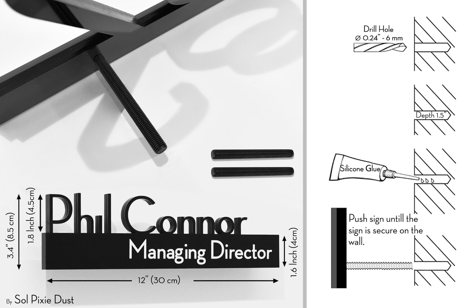 Office Door Name Plate - Orange Acrylic With Vinyl - Custom Wall ...