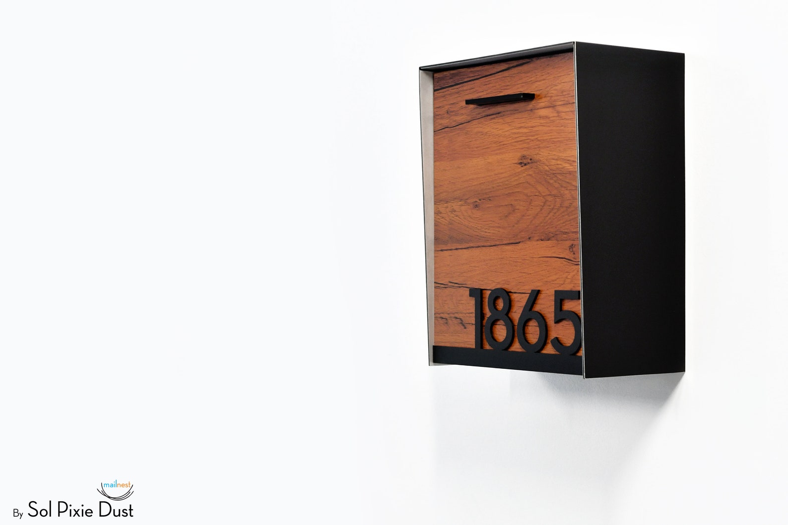 Mailbox With Black Aluminum Body, Red Oak Face and Underline Black ...