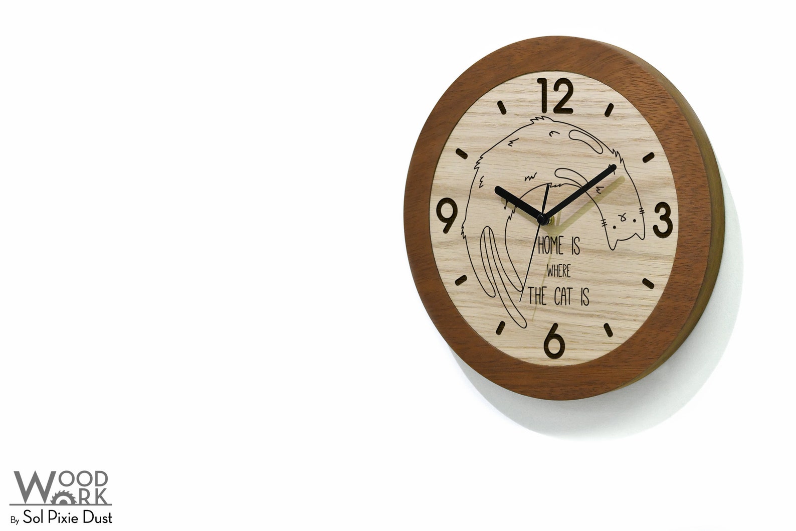 Wooden Round Clock Face Laser Engraved Simple Solid Wood - Etsy