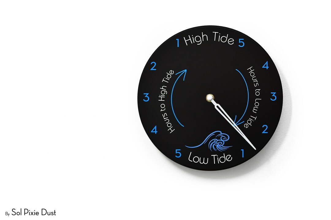 Tide Wall Clock - Black Round Clock - Sea Tide Tracker - Unique Wall ...
