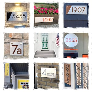 Modern House Numbers - Aluminum Hollow Bar Rectangle Vertical - Black ...