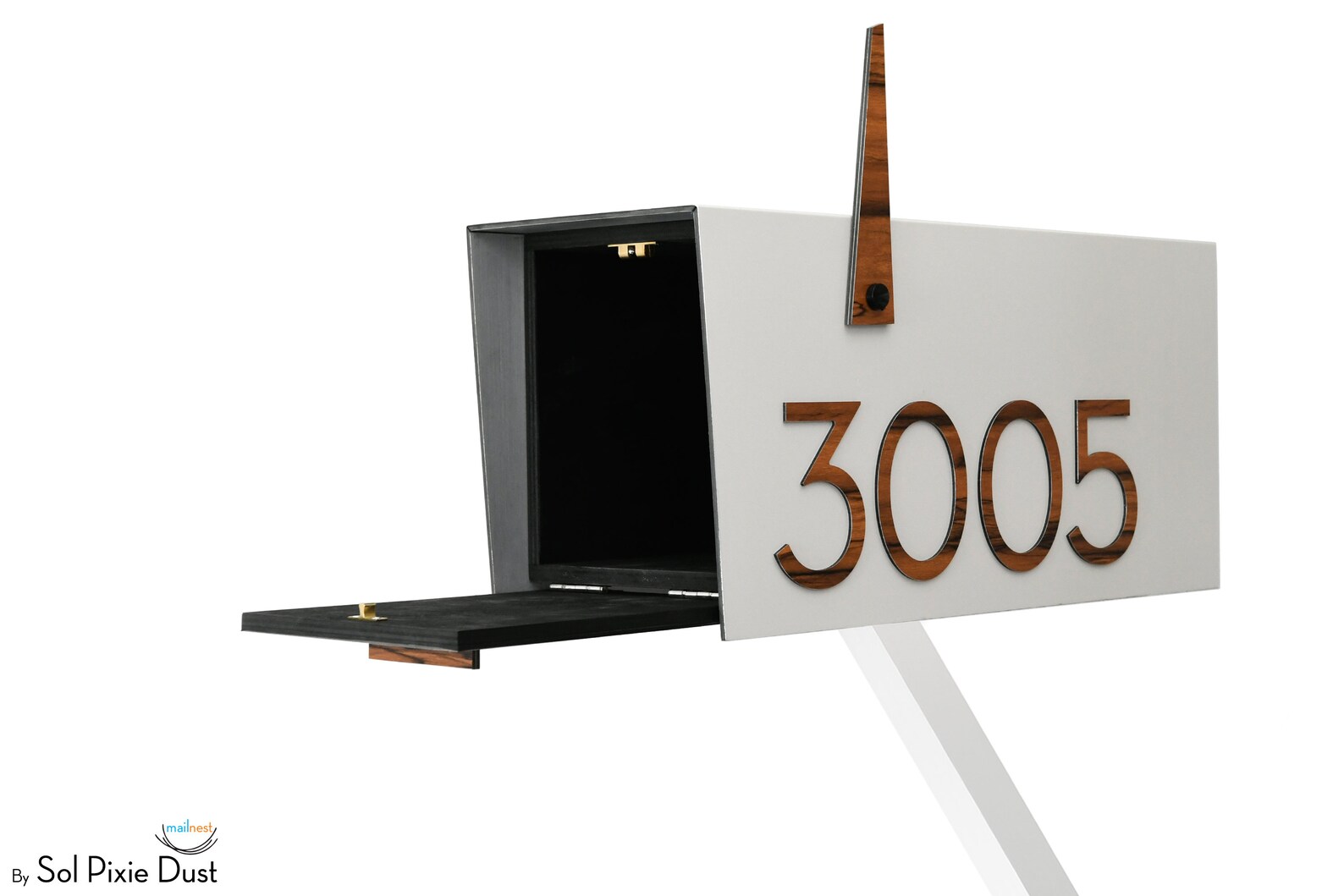 Contemporary Post Mounted Mailbox, Aluminum Ivory White Body and ...