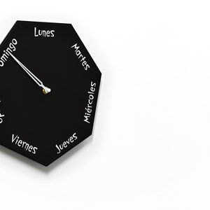 Day of the Week Clock - Heptagon White Wall Clock - Week Clock ...