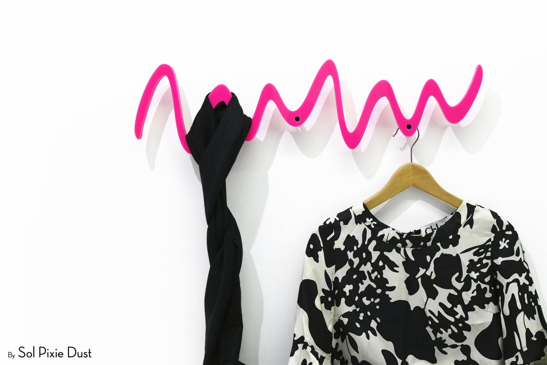 Modern Decorative Wall Hook, Pink Zick - Zack, Coat Rack - Wall Mount ...