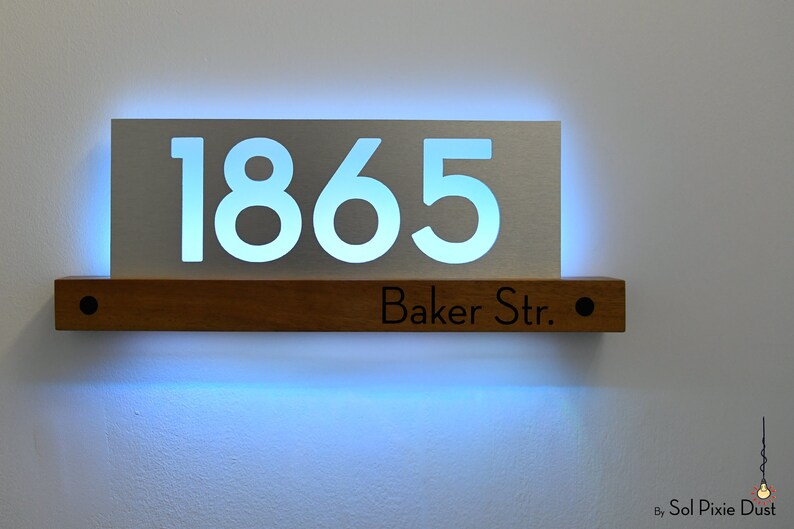 Modern House Numbers LED Light 5V or 12V Iroko Wood & - Etsy
