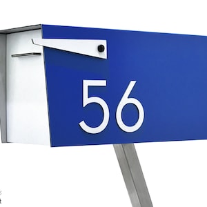 Contemporary Post Mounted Mailbox / Aluminum Blue Body and White Door ...
