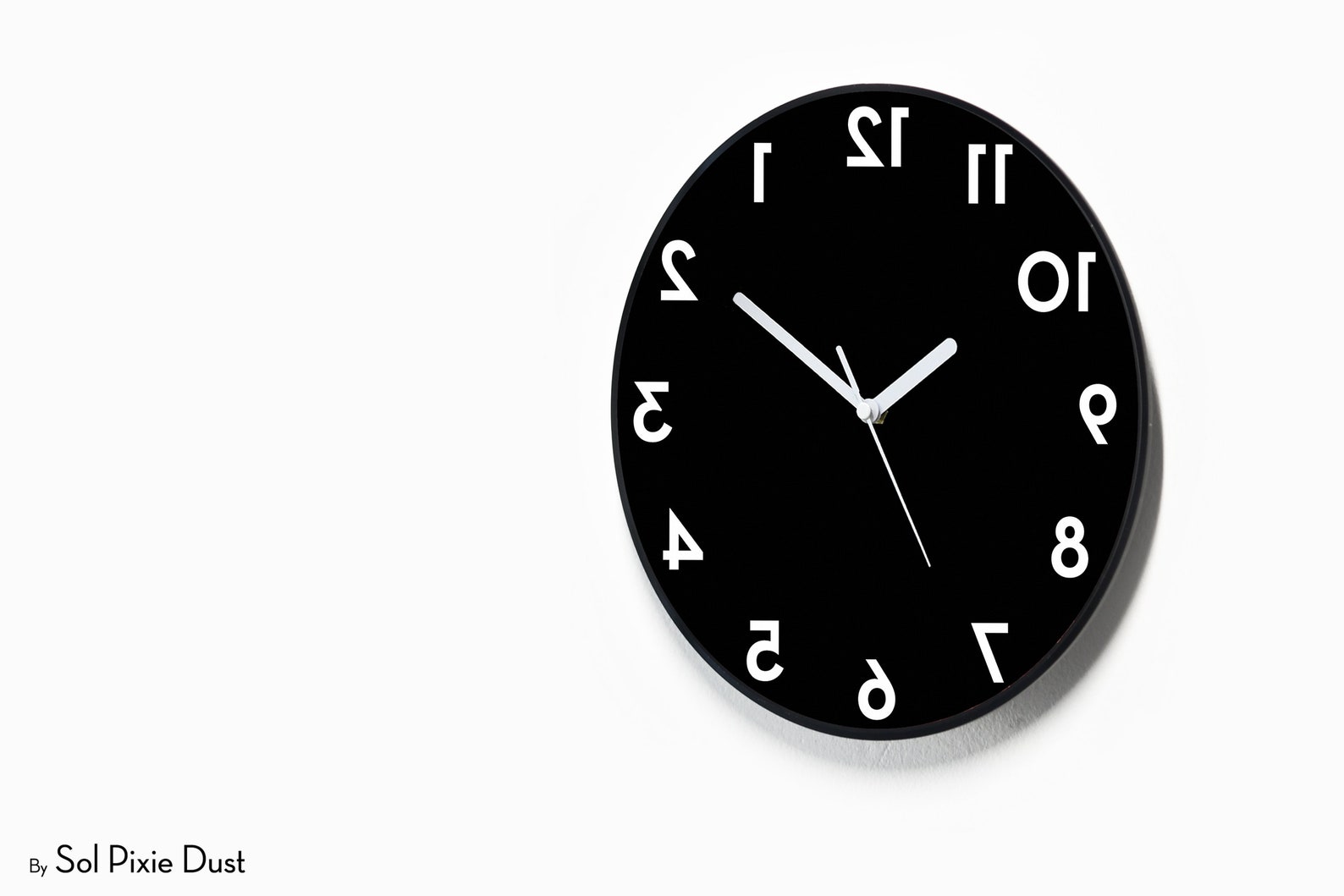 Reverse Wall Clock Round Black Funny Clock Backwards - Etsy