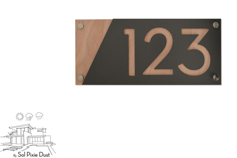 Modern House Numbers Rectangle Metallic Gray Aluminum With - Etsy
