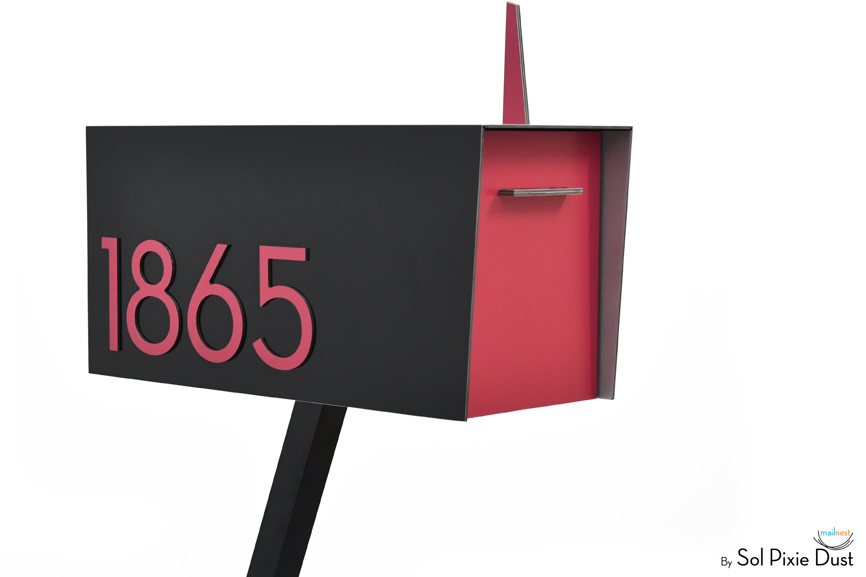 Contemporary Post Mounted Mailbox - Aluminum Black Body and Aluminum ...