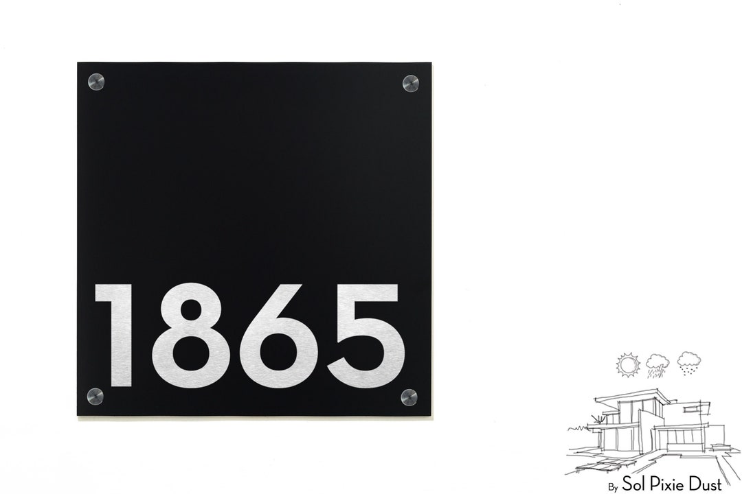 Modern House Sign Square With Black Aluminum (ACP) and Silver Fiber ...