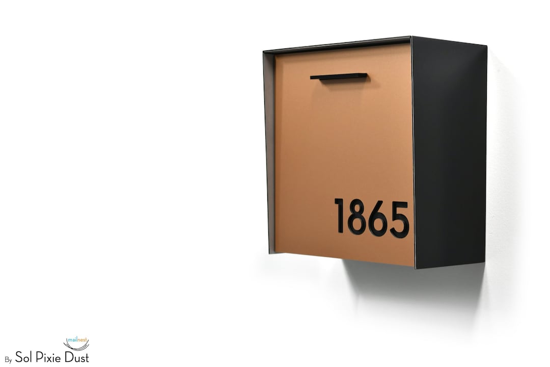 Mailbox With Aluminum Brass Face, Black Aluminum Body and Black Acrylic ...