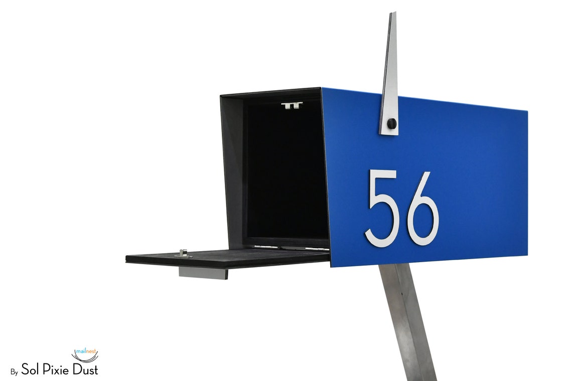 Contemporary Post Mounted Mailbox / Aluminum Blue Body and - Etsy