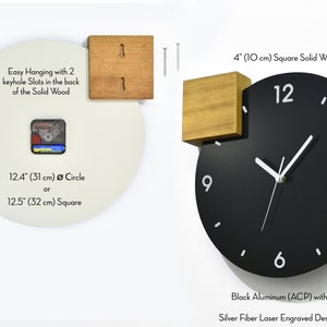 Simple Modern Black Aluminum (ACP) Circle Wall Clock With Solid Wooden ...