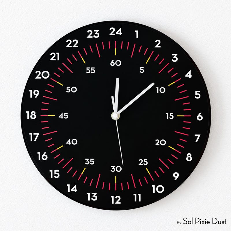 24 Hour Analog Wall Clock - Etsy