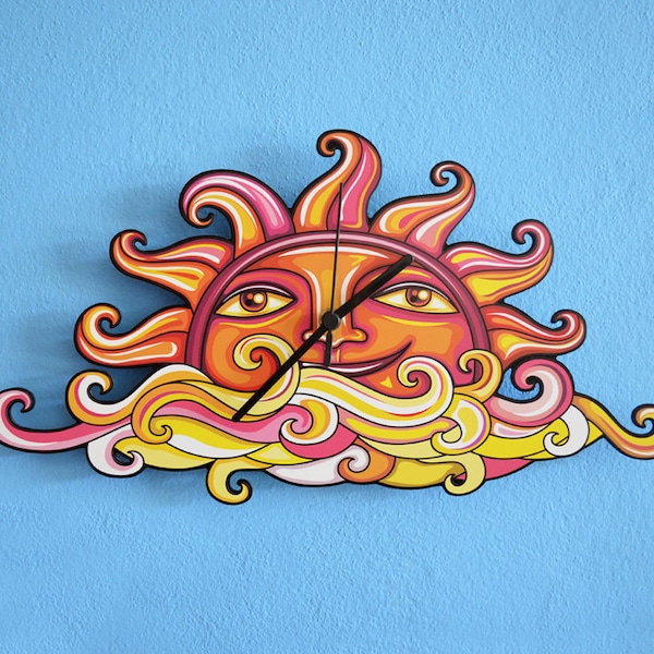 Sun Wall Clock - Etsy