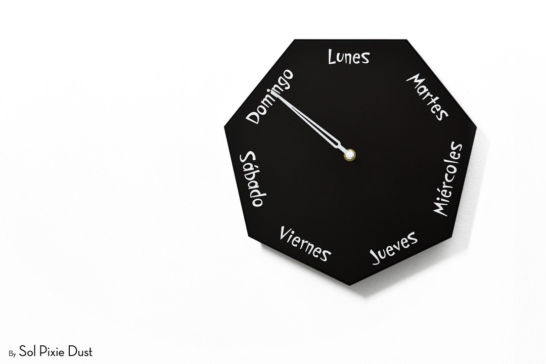 Day of the Week Clock - Heptagon White Wall Clock - Week Clock ...