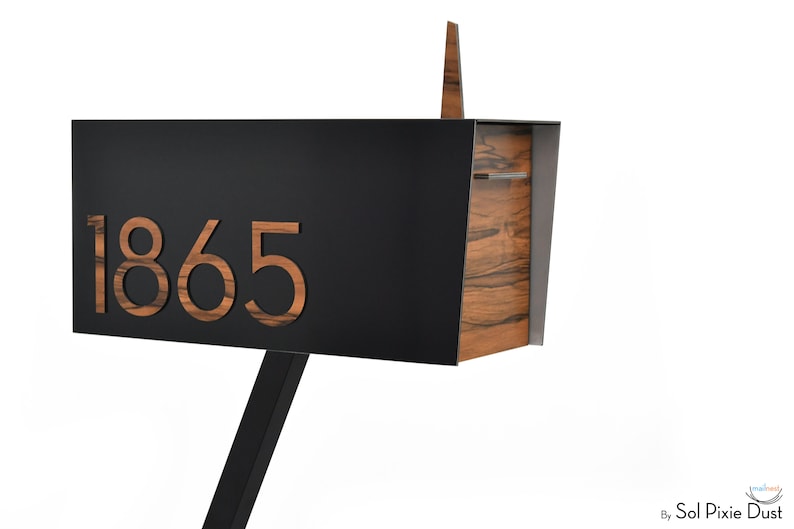 Contemporary Post Mounted Mailbox - Aluminum Black Body and Aluminum ...