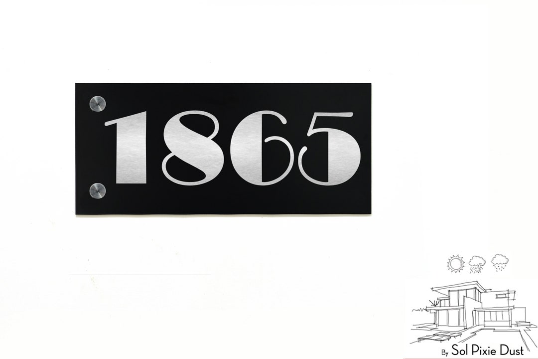 Modern House Sign Small With Black Aluminum (ACP) and Silver Fiber ...