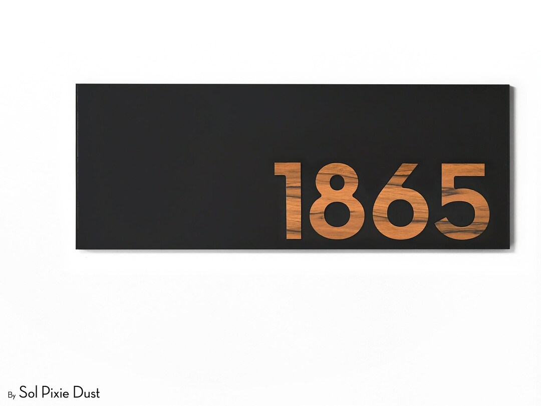 Large Modern House Numbers - Aluminum Hollow Bar Rectangle - Black With ...