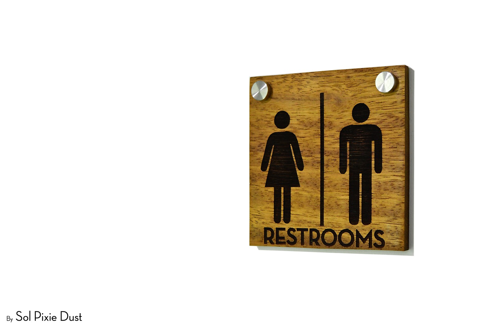 Hotel Restroom Door Sign - Engraved Solid Wood Iroko (africa Teak ...