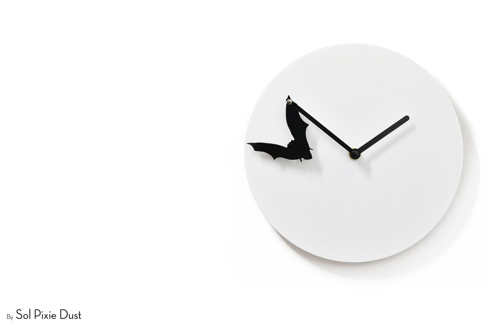 Unique Minimalist Wall Clock Black & White With Hanging Bat - Etsy