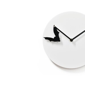 Unique Minimalist Wall Clock - Black & White With Hanging Bat - Wall ...