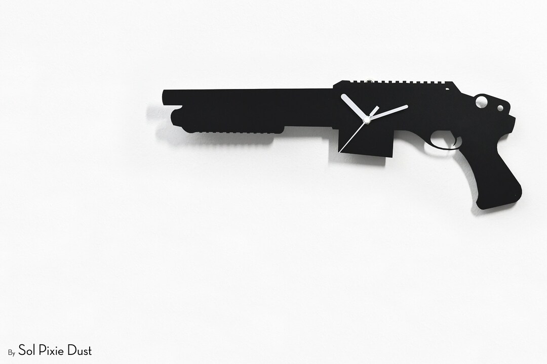 Military Shotgun Silhouette Wall Clock Automatic Weapon Clock Army Wall ...