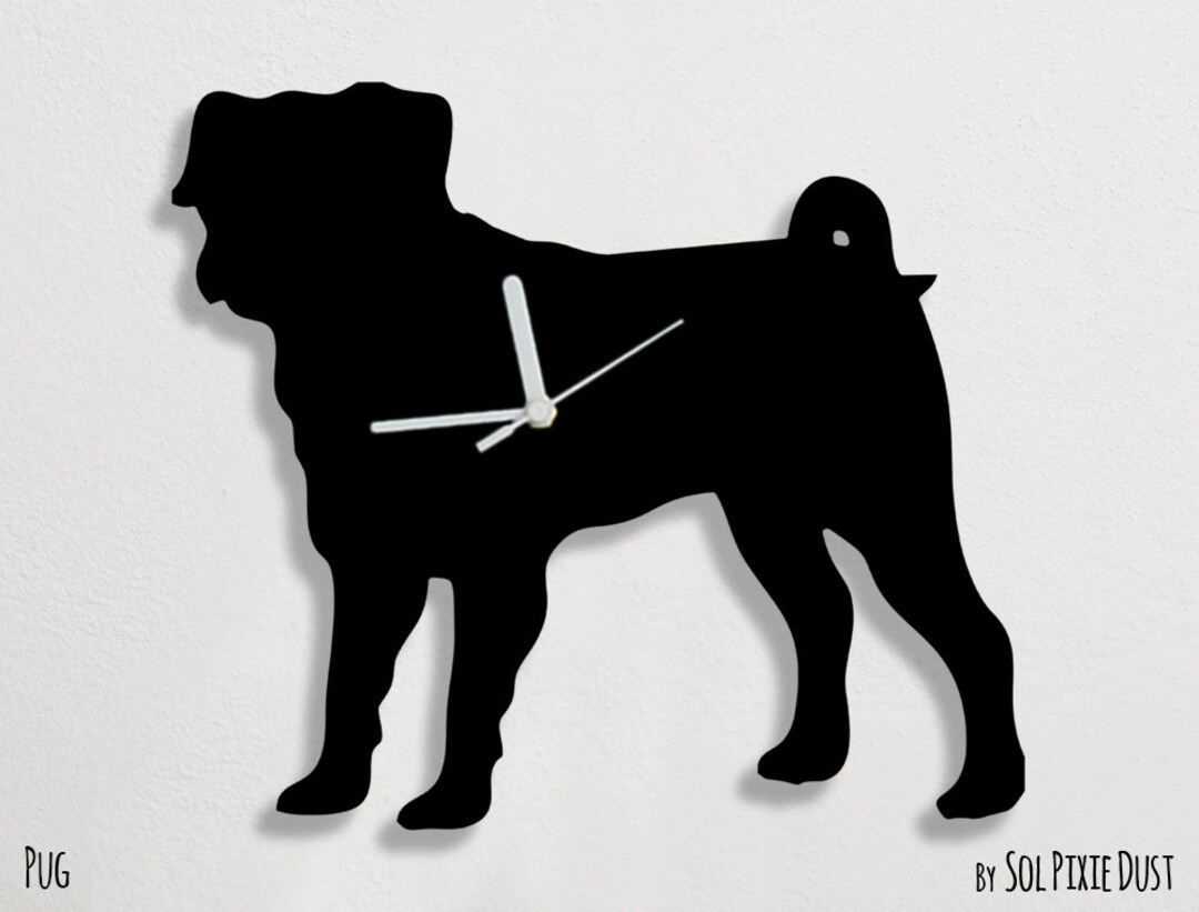 Pug Dog 1 - Wall Clock Silhouette - Etsy