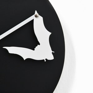 Unique Minimalist Wall Clock - White & Black With Hanging Bat - Wall ...