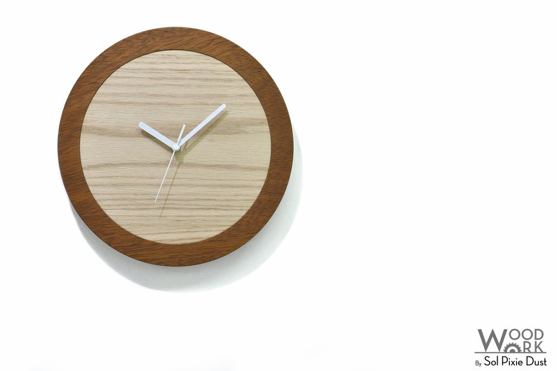 Wooden Round Clock Natural Wood Face Simple Solid Wood Wall | Etsy