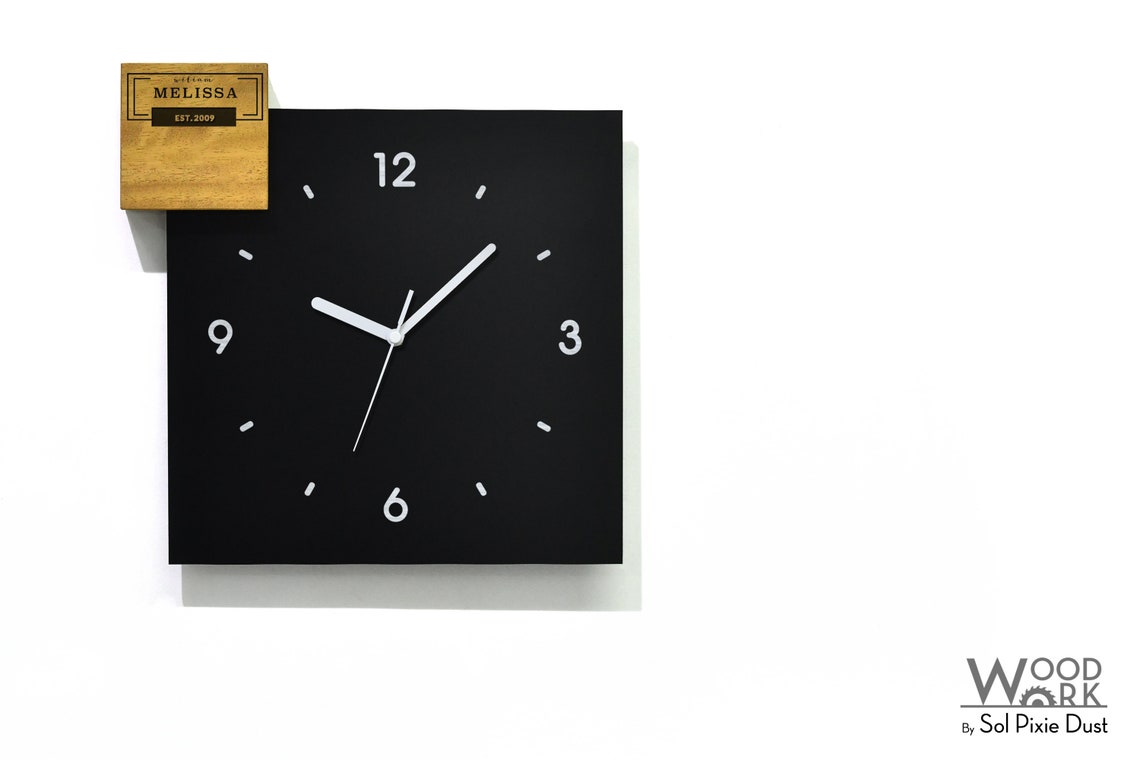 Modern Square Black Aluminum Wall Clock Fiber Laser | Etsy