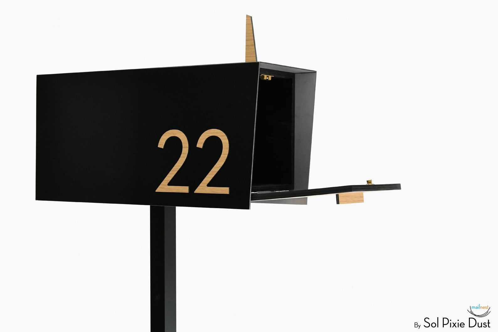 Contemporary Post Mounted Mailbox, Aluminum Black Body and Aluminum ...