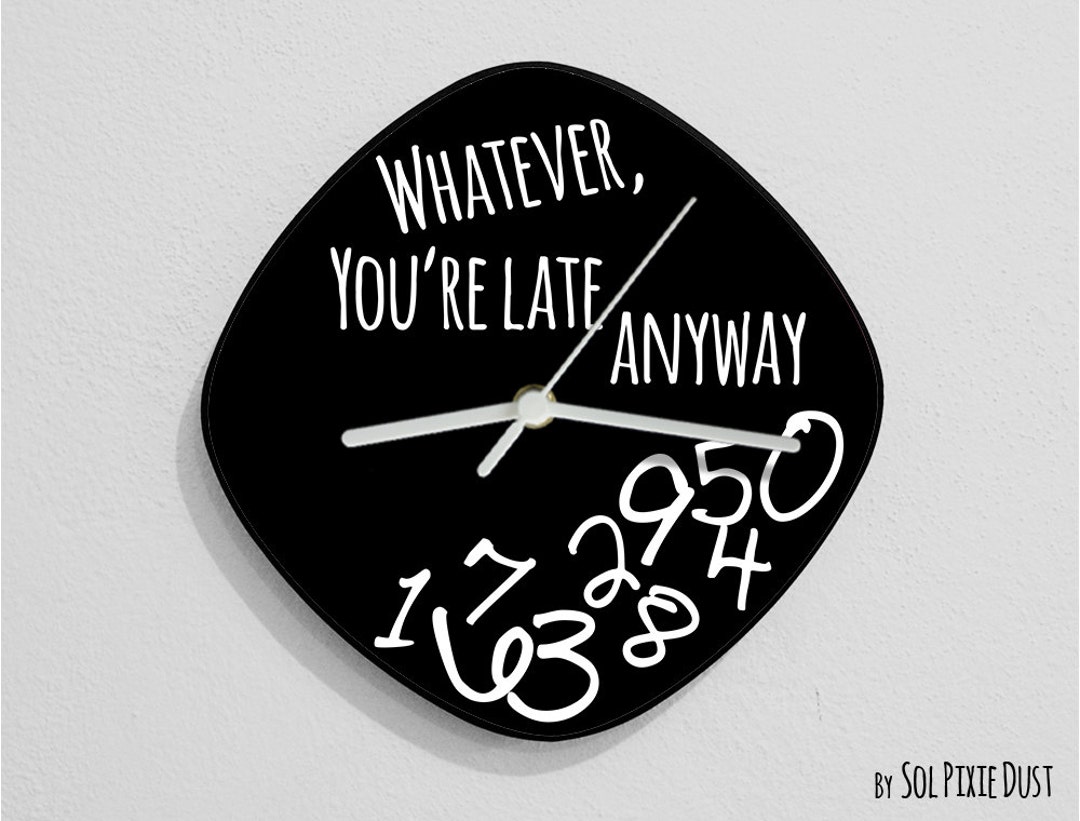 Whatever You're Late Anyway / Oval Black - Wall Clock - Etsy