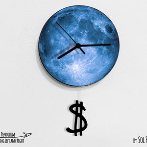 Dollar Swinging on the Moon - Wall Clock With Pendulum - Wall Clock ...