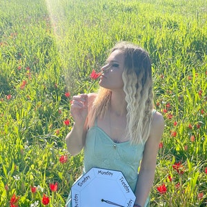 Day of the Week Clock - Heptagon White Wall Clock - Week Clock ...