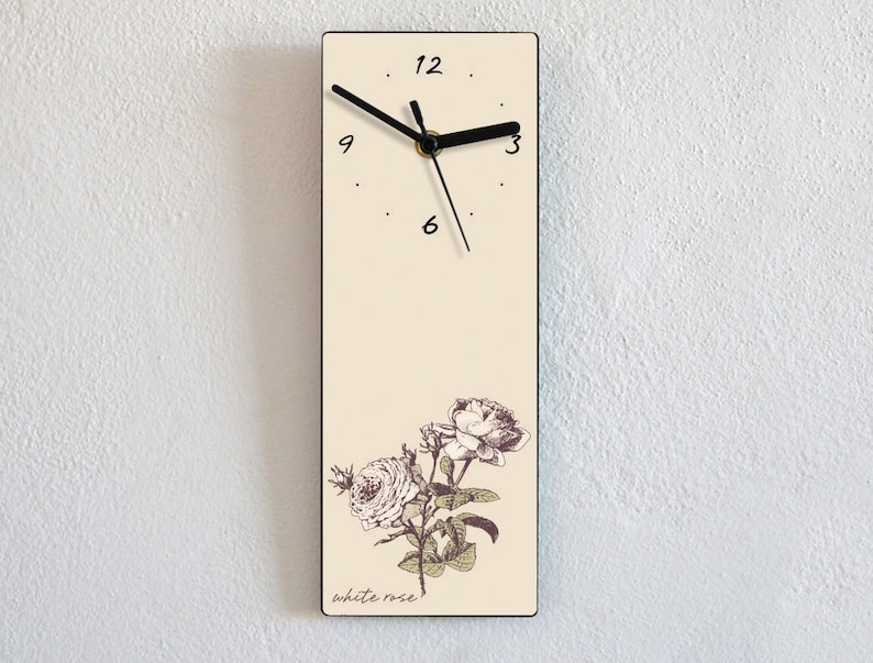 White Roses Flowers Wall Clock - Etsy
