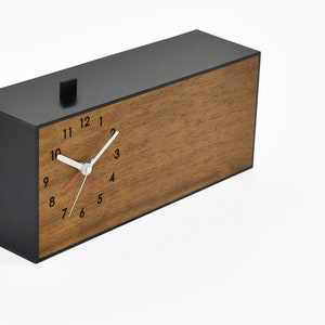 Modern Alarm Clock - Solid Wood Rectangle - Analog Silent No Ticking ...