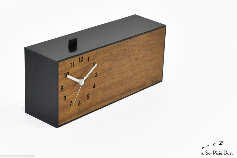 Modern Alarm Clock - Solid Wood Rectangle - Analog Silent No Ticking ...