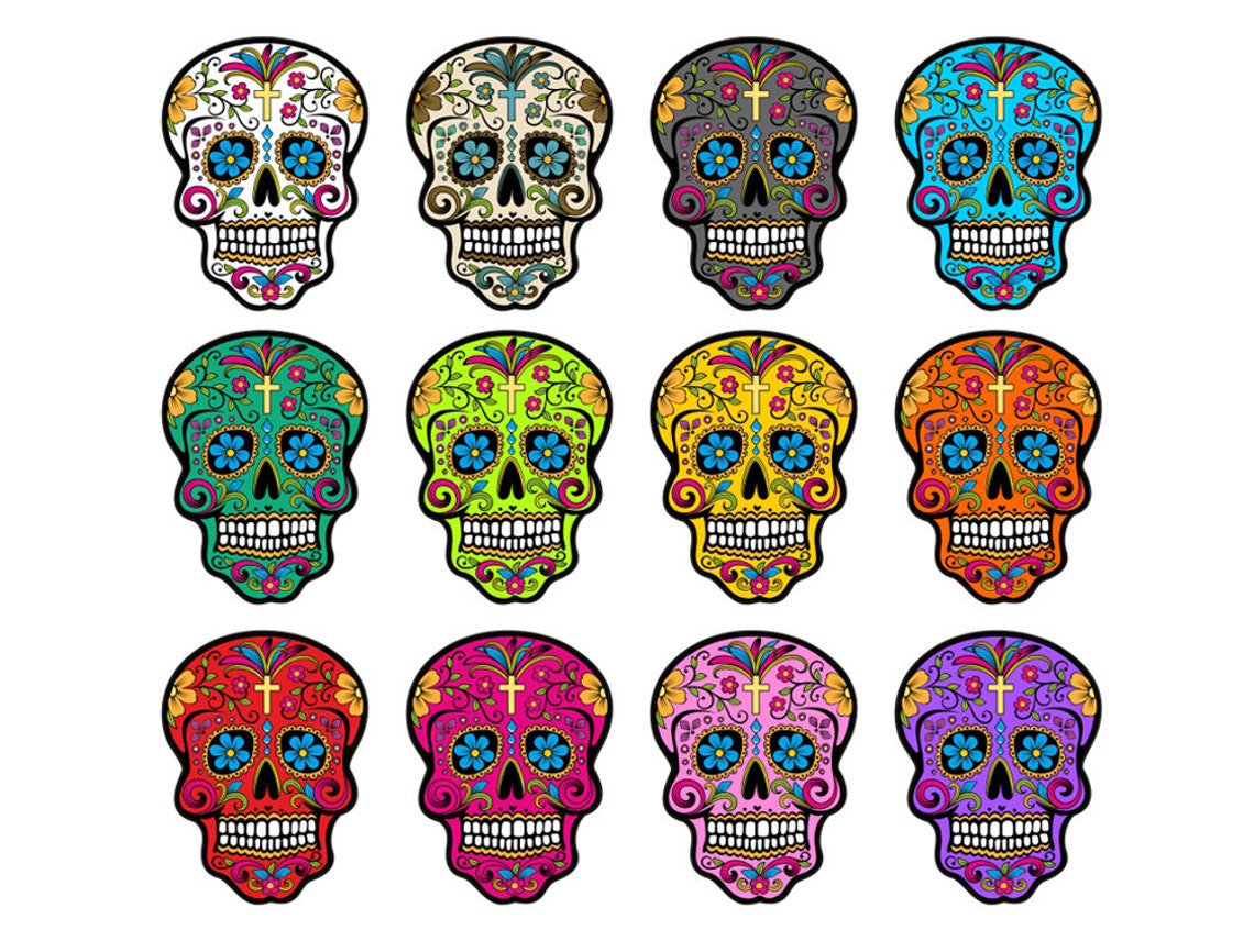 Day of the Dead Sugar Skull Beige Skull Silhouette - Etsy
